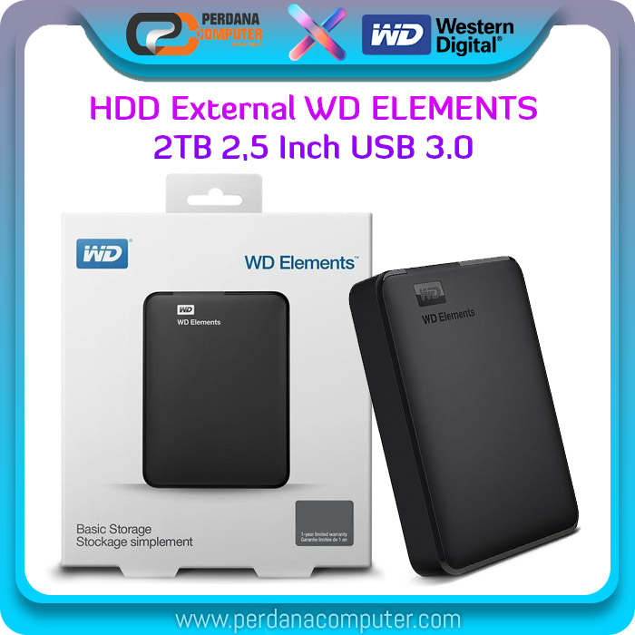 Hardisk External WD Elements 2TB - Perdana Computer