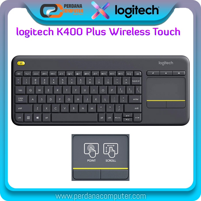Keyboard Logitech K400 Plus Wireless Touchpad - Perdana Computer